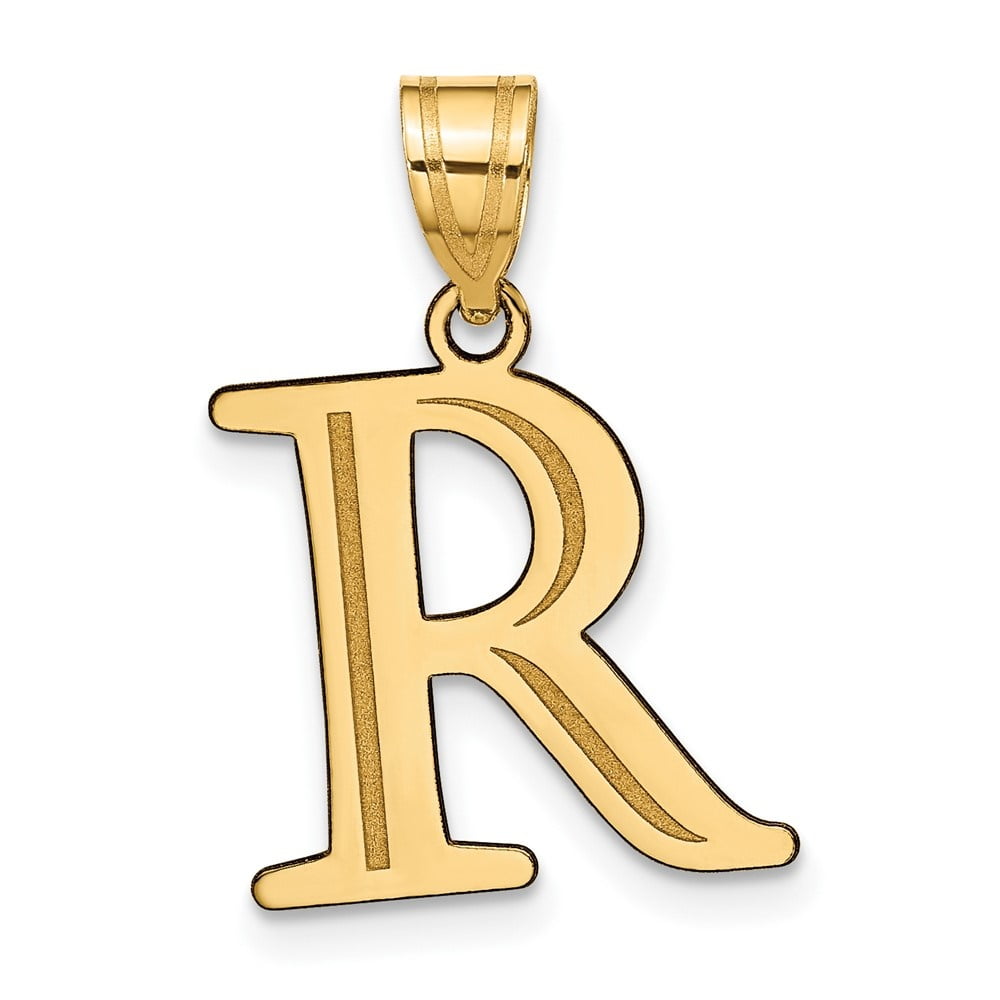 Diamond2Deal 10K Yellow Gold Polished Etched Letter R Initial Pendant ...