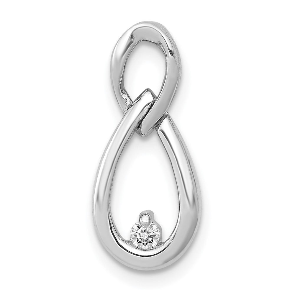Diamond2Deal 14K White Gold 1/20 carat Diamond Double Teardrop Chain ...