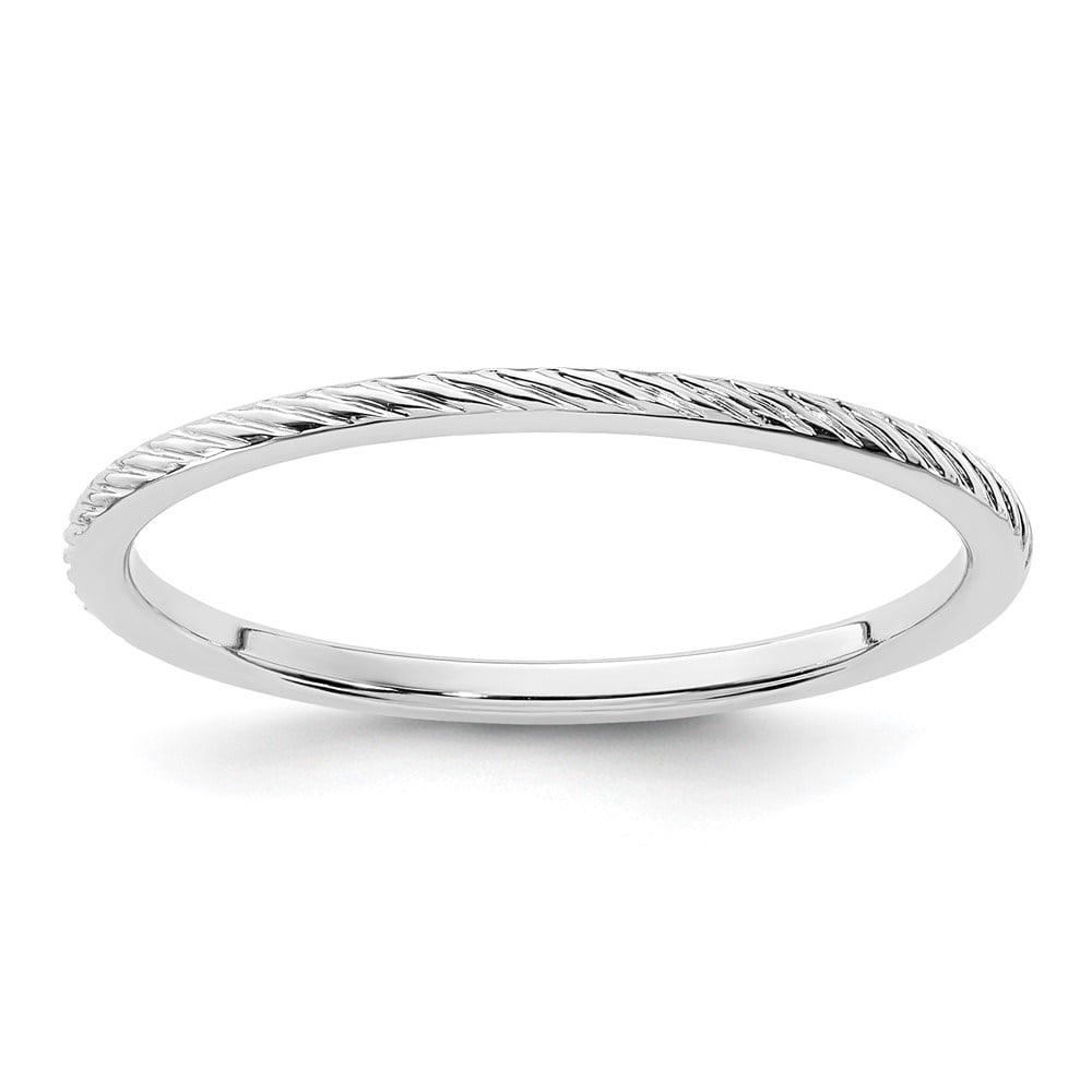 Diamond2Deal 14K White Gold 1.2mm Twisted Wire Pattern Stackable Band ...