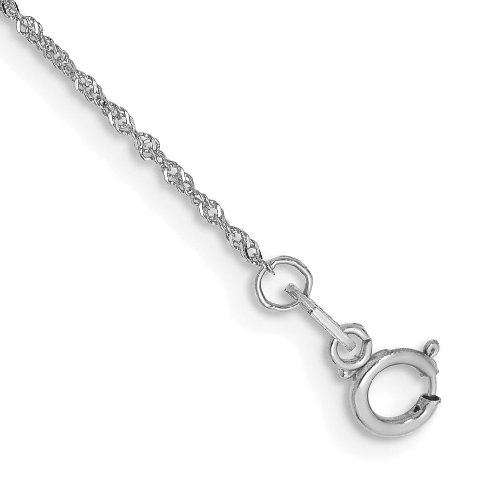 Diamond2Deal 14K White Gold 1mm Singapore with Spring Ring Clasp Chain ...