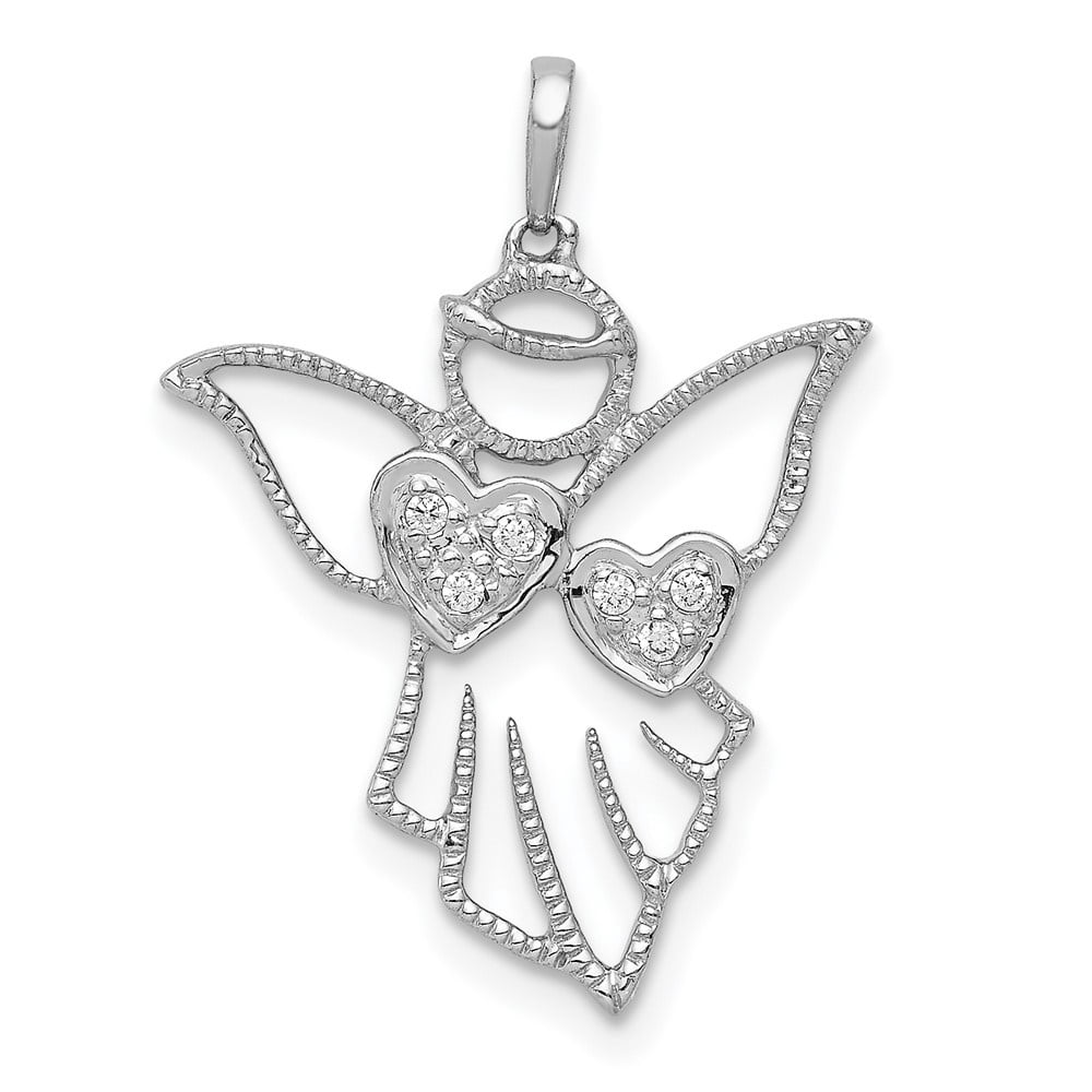 Diamond2Deal 14K White Gold Diamond Cut out Angel Pendant - Walmart.com