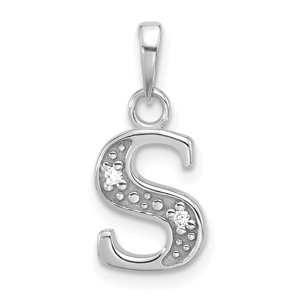 Diamond2Deal 14K White Gold Diamond Letter S Initial Pendant - Walmart.com