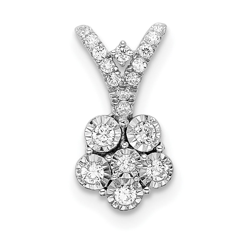 Diamond2Deal 14K White Gold Polished 1/4 carat Diamond Flower Pendant ...
