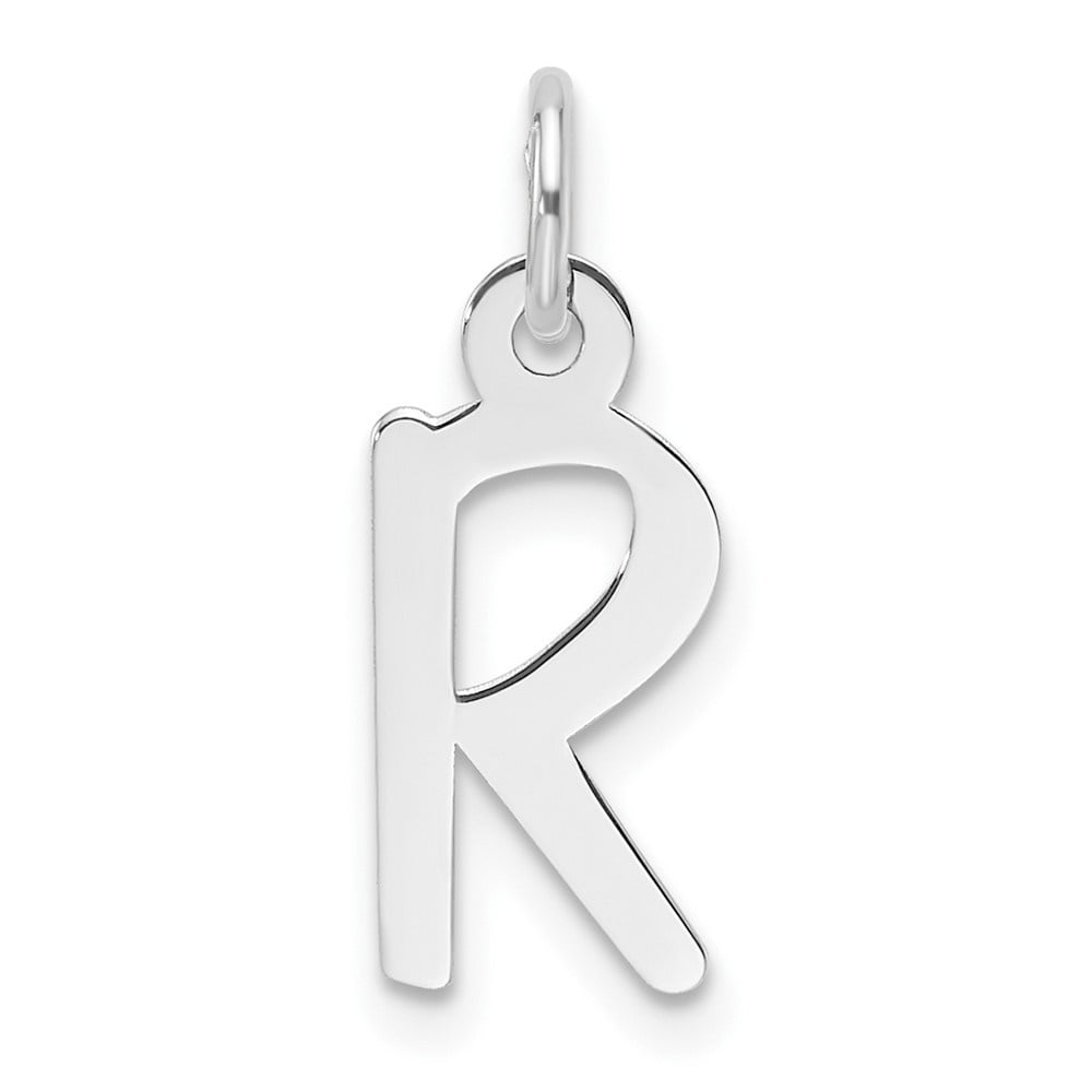 Diamond2Deal 14K White Gold Slanted Block Letter R Initial Charm ...
