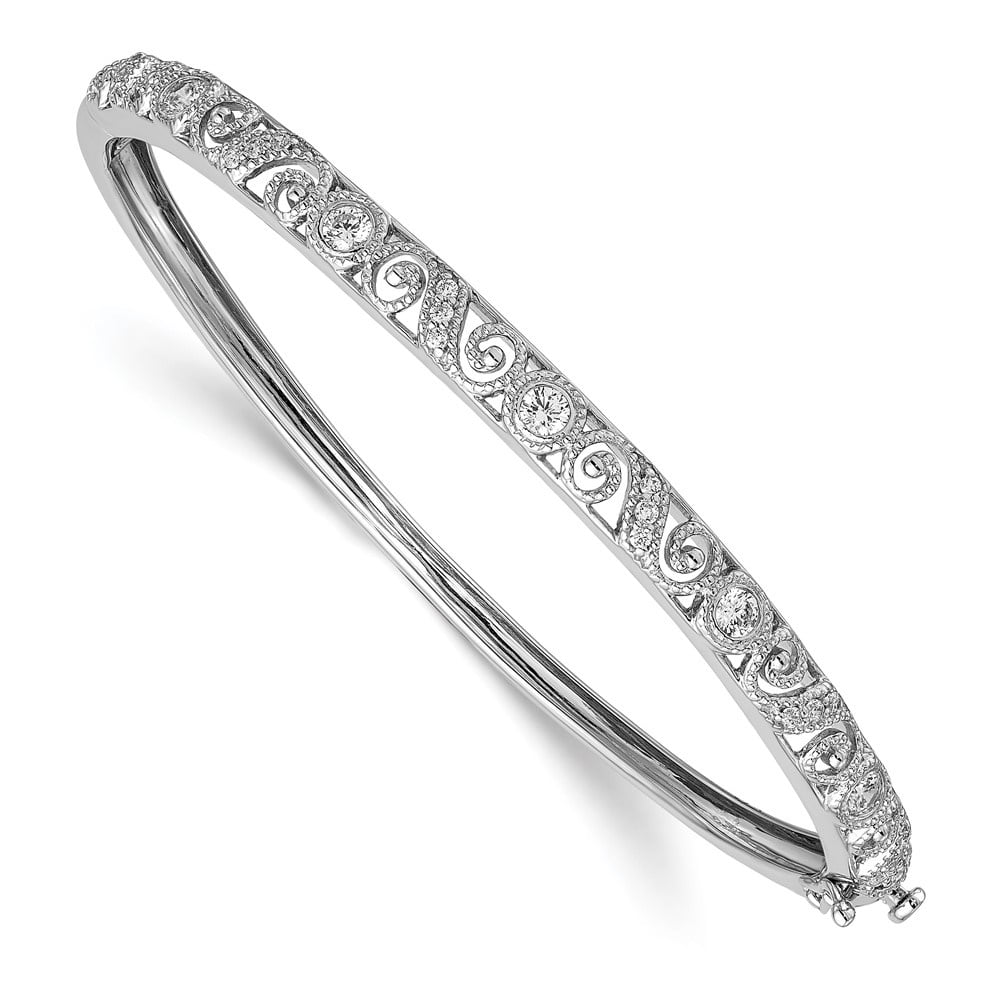 Diamond2Deal 14K White Gold Swirl Design 3/4 carat VS Diamond Hinged ...