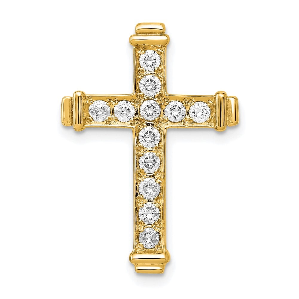 Diamond2Deal 14K Yellow Gold 3/8 carat AA Diamond Latin Cross Chain ...