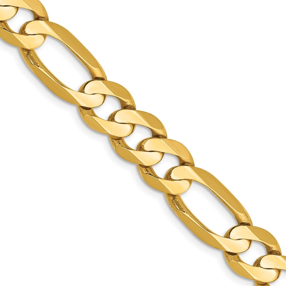 Diamond2Deal 14K Yellow Gold 8.75mm Concave Open Figaro Chain Necklace ...