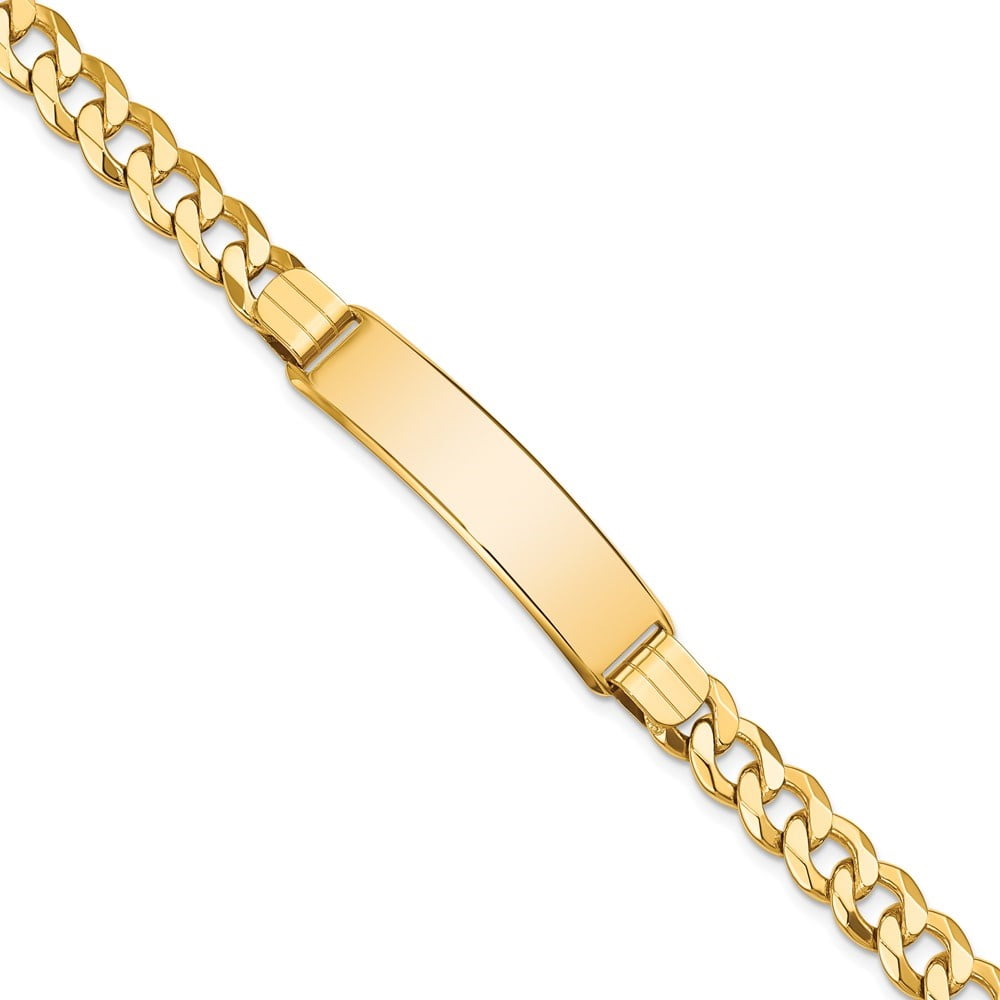 Diamond2Deal 14K Yellow Gold Flat Curb Link Id Bracelet 8inch for Women ...