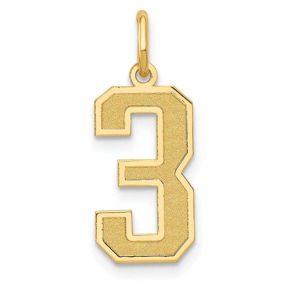 Diamond2Deal 14K Yellow Gold Medium Satin Number 3 Charm - Walmart.com