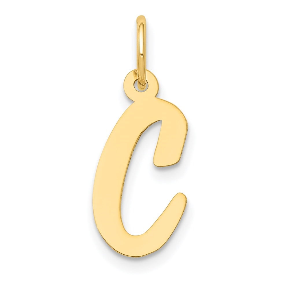 Diamond2Deal 14K Yellow Gold Medium Script Letter C Initial Charm ...