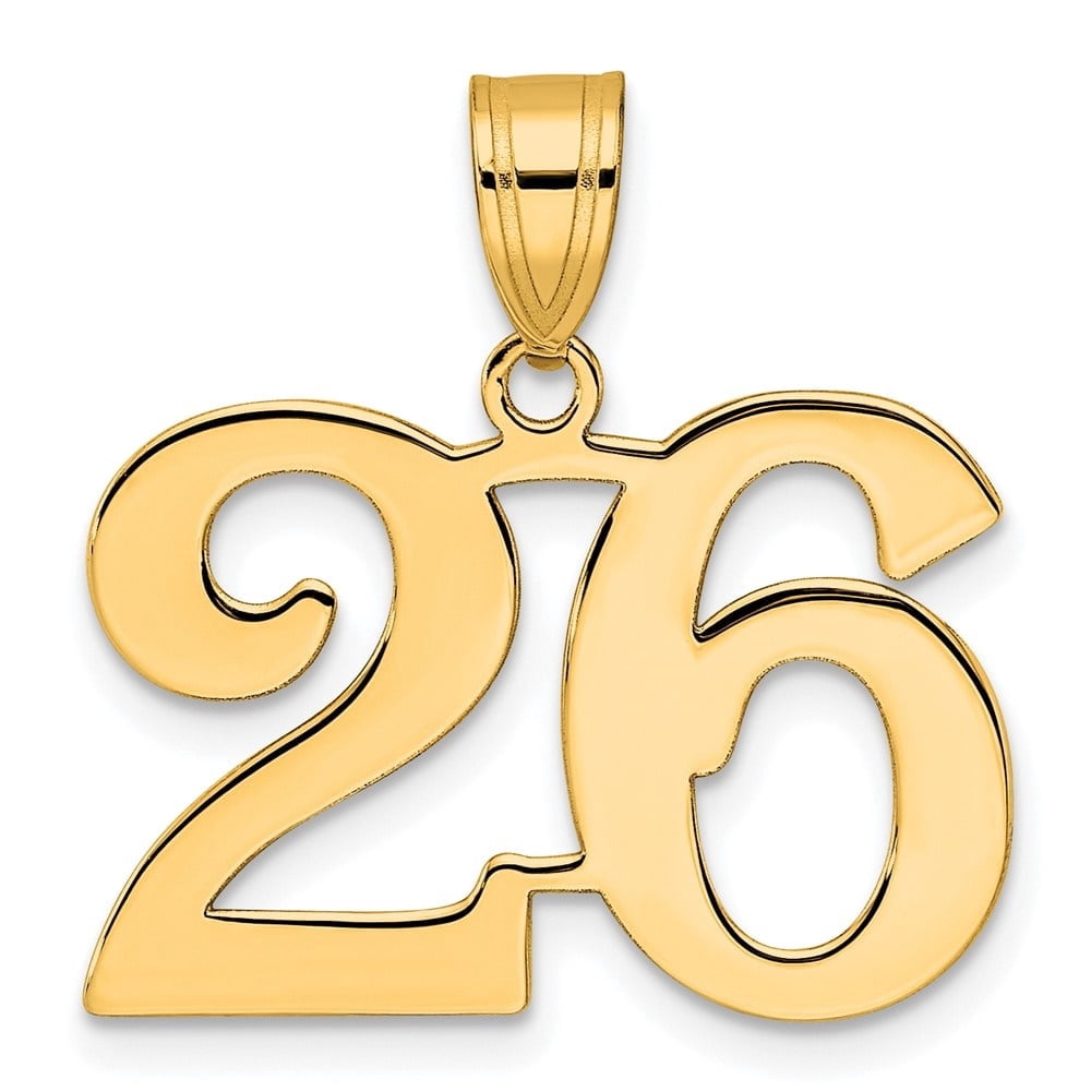 Diamond2Deal 14K Yellow Gold Polished Number 26 Pendant for Women ...