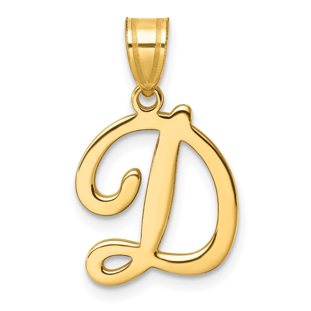 Diamond2Deal 14K Yellow Gold Script Letter D Initial Pendant - Walmart.com