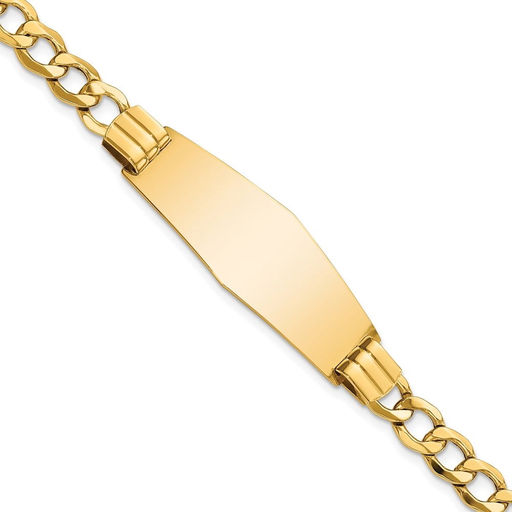 Diamond2Deal 14K Yellow Gold Semi-Solid Curb Link Id Bracelet 7 inch ...