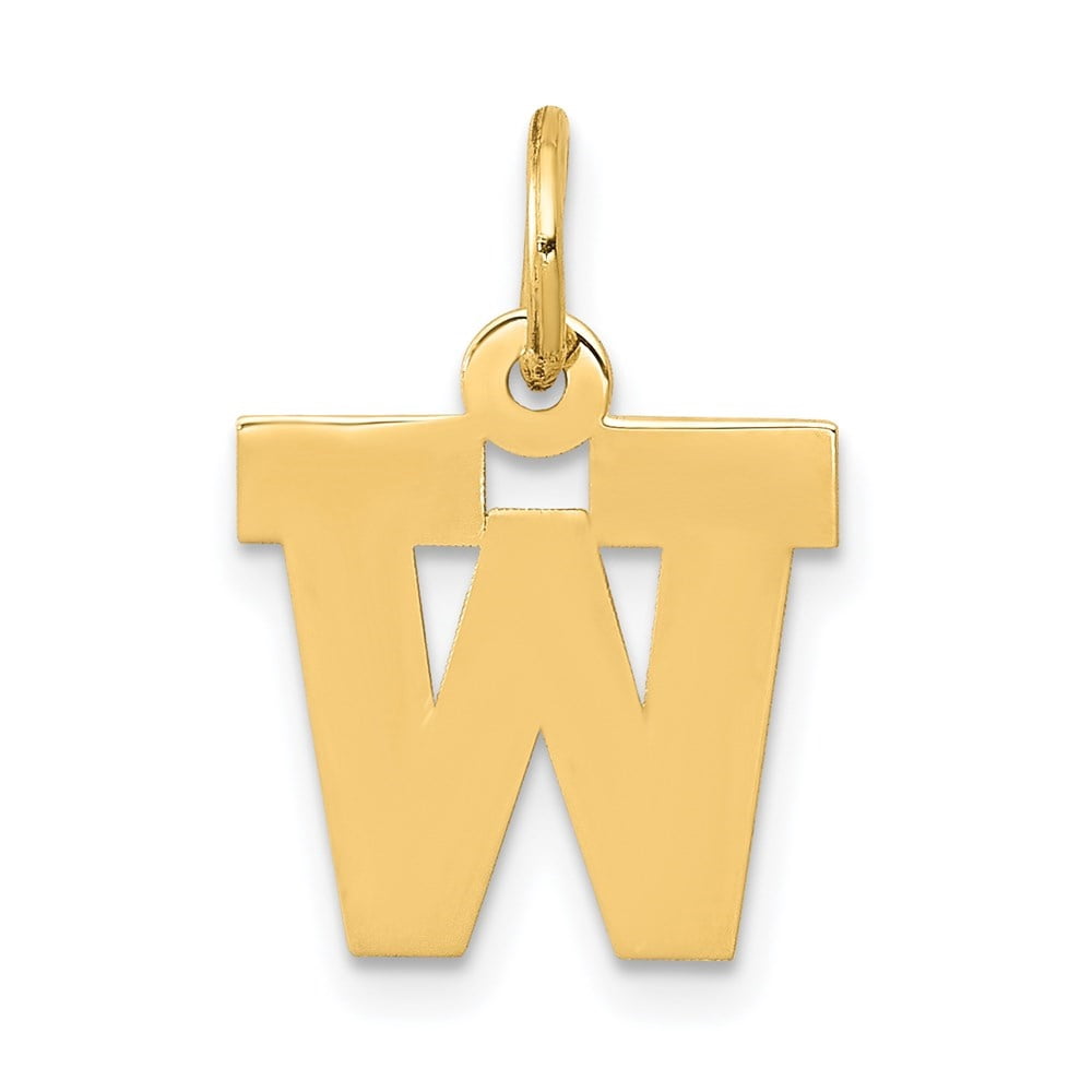 Diamond2Deal 14K Yellow Gold Small Block Letter W Initial Charm ...