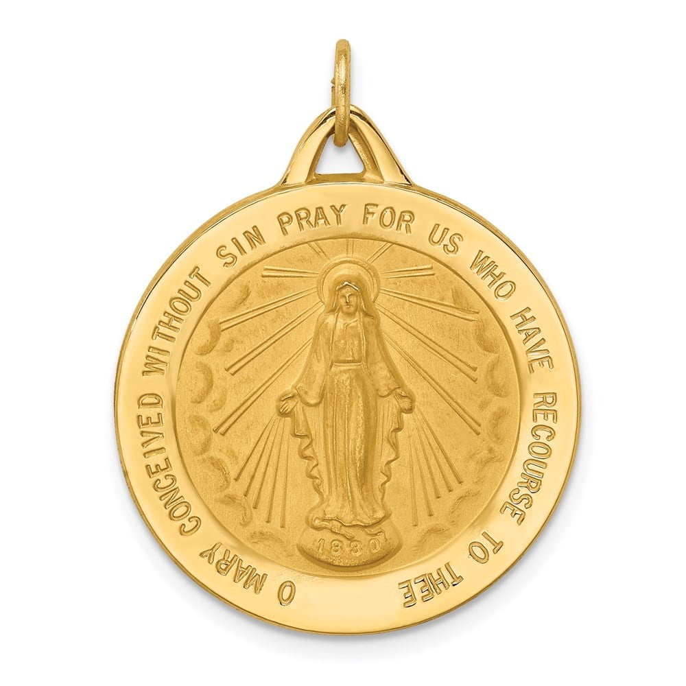 Diamond2Deal 14K Yellow Gold Solid Extra Large Round Miraculous Medal ...