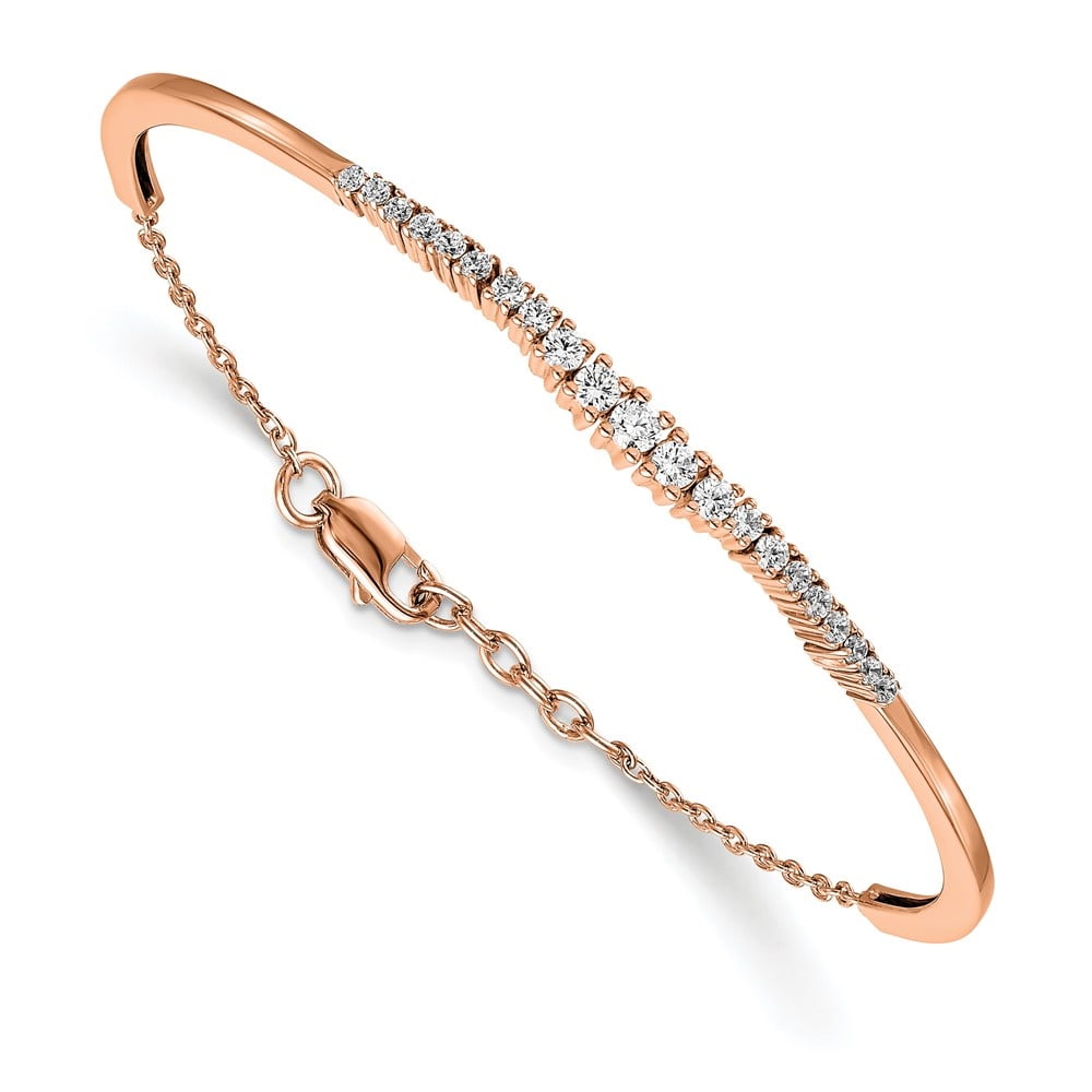 Diamond2Deal 14k Rose Gold Lab Grown Diamond VS/SI GH, Graduated Bangle ...