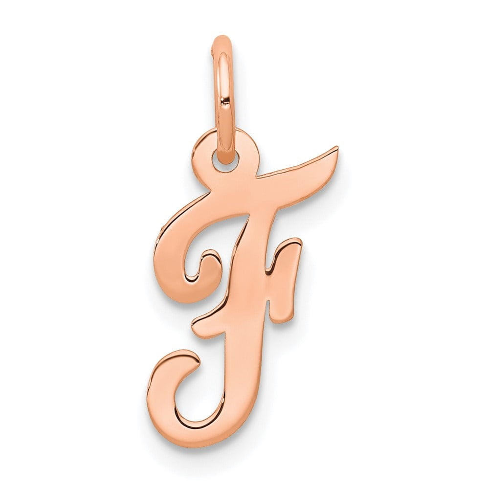 Diamond2Deal 14k Rose Gold Small Script Letter F Initial Charm for ...
