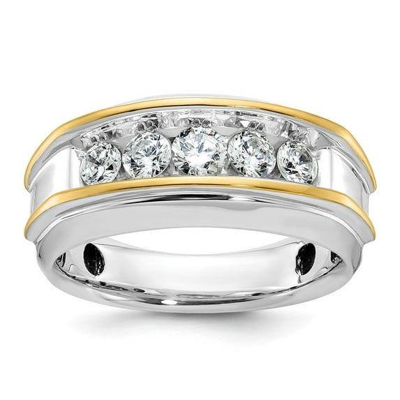 Diamond2Deal 14k Two-tone Gold Men's Polished 5-Stone 1 Carat AA ...