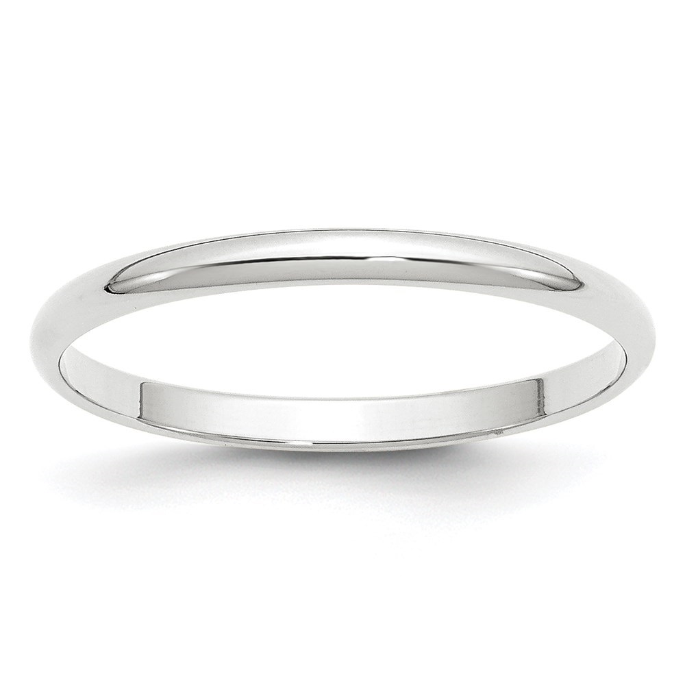 Diamond2Deal 14k White Gold 2mm Lightweight Half Round Wedding Band ...
