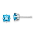 Diamond2Deal 14k White Gold 5mm Princess-cut Blue Topaz Post Earrings ...
