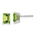 Diamond2Deal 14k White Gold 7x5mm Emerald-Cut Peridot Post Earrings ...