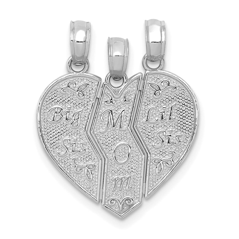 Diamond2Deal 14k White Gold Break-apart BIG SIS-MOM-LIL SIS Charm for ...