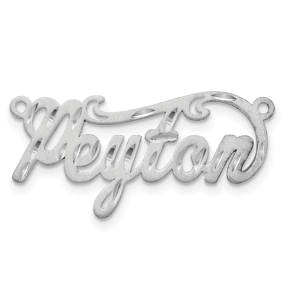 Diamond2Deal 14k White Gold Satin Diamond -cut Name Plate Charm for ...