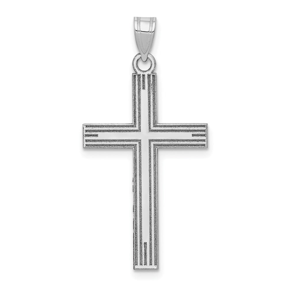 Diamond2Deal 14k White Gold Solid Laser Etched Cross Pendant for Women ...
