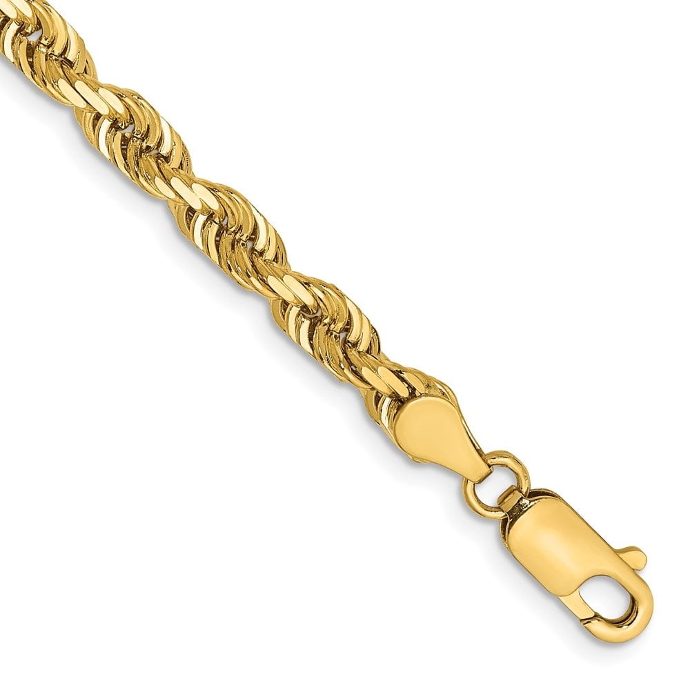 Diamond2Deal 14k Yellow Gold 4.5mm Diamond-Cut Quadruple Rope Chain ...