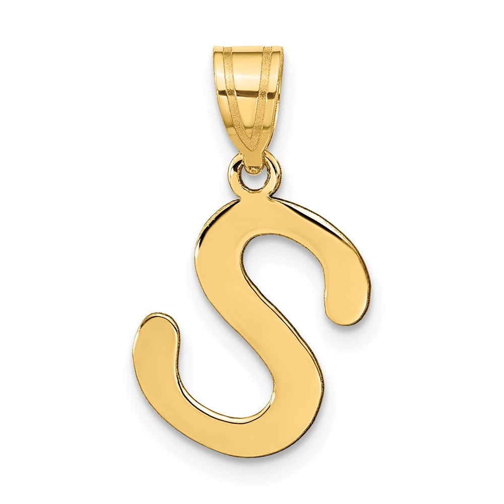 Diamond2Deal 14k Yellow Gold Bubble Letter S Initial Pendant for Women ...