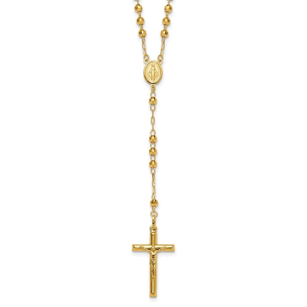 Diamond2Deal 14k Yellow Gold Diamond-Cut 4mm Beaded Semi-solid Rosary ... Diamond2Deal 14k Yellow Gold Diamond-Cut 4mm Beaded Semi-solid Rosary ...