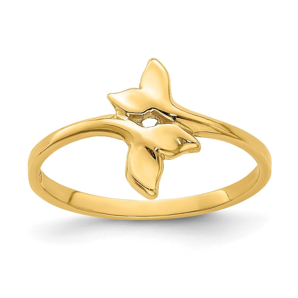 Diamond2Deal 14k Yellow Gold Double Whale Tale Ring Size- 7 for Women ...