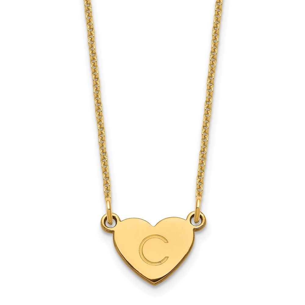 Diamond2Deal 14k Yellow Gold Initial Heart Necklace 18inch for Women ...