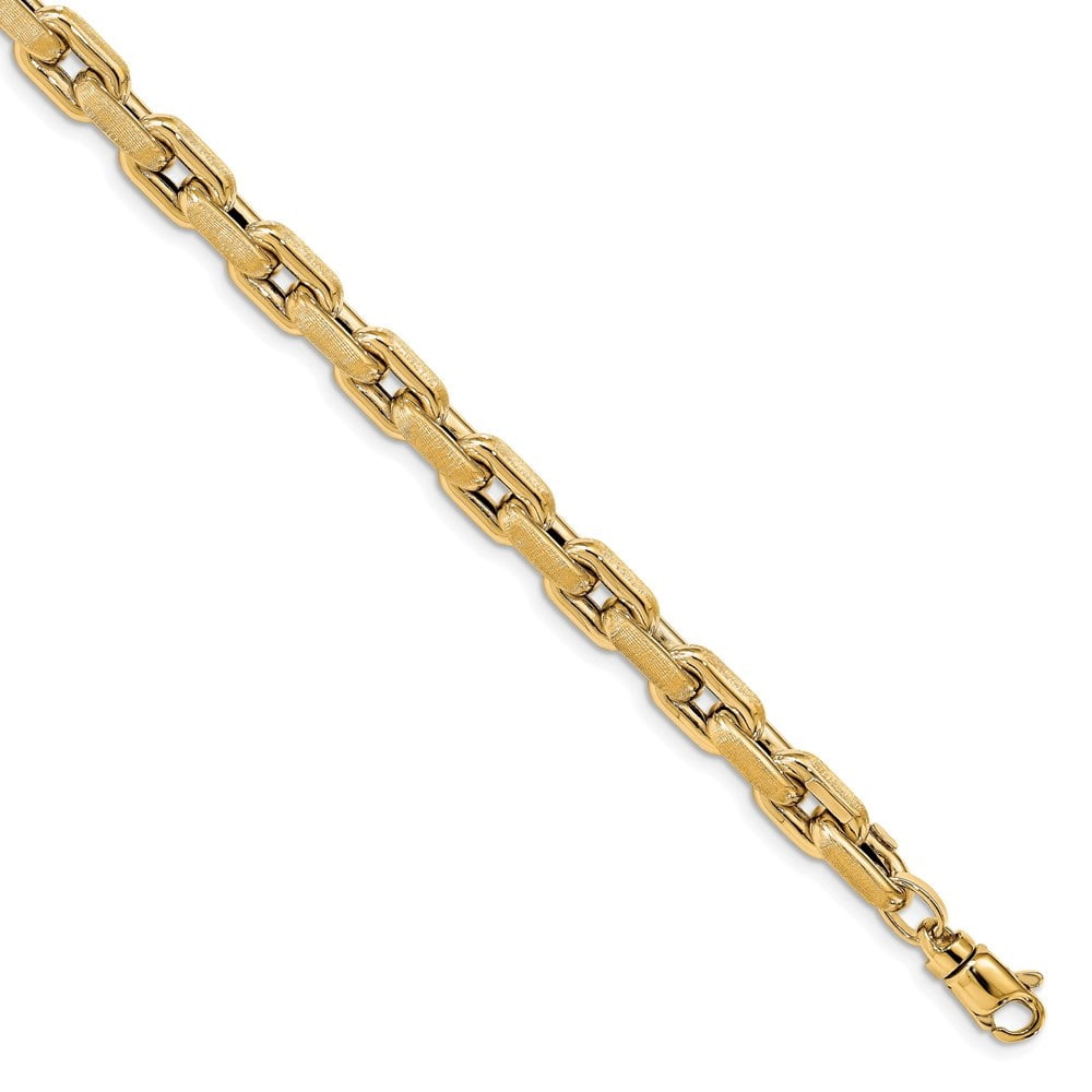 Diamond2Deal 14k Yellow Gold Polished and Textured Fancy Link Bracelet ...