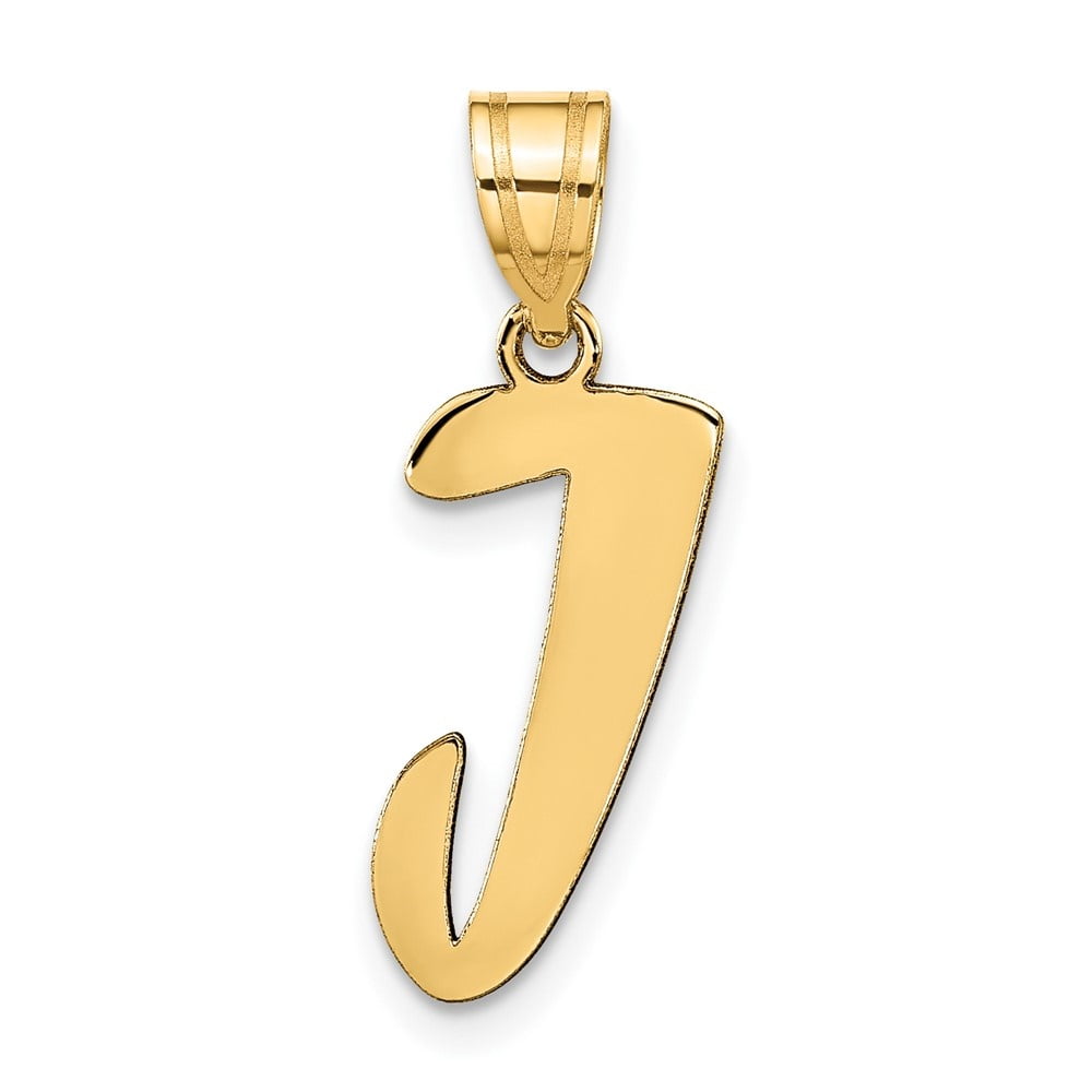 Diamond2Deal 14k Yellow Gold Script Letter J Initial Pendant for Women ...