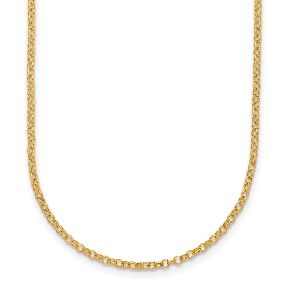 Diamond2Deal 24k Yellow Gold Polished and Satin 2.1mm Solid Rolo Chain ...