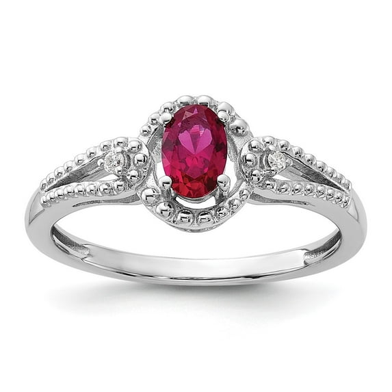 Diamond2Deal 925 Sterling Silver 0.49ct Oval-Cut Ruby and Diamond ...