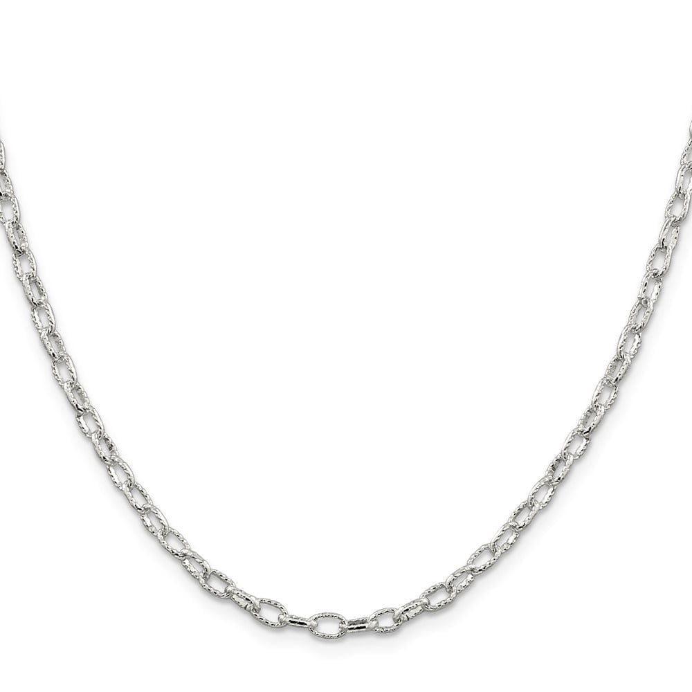 Diamond2Deal 925 Sterling Silver 3.75mm Fancy Patterned Rolo Chain ...