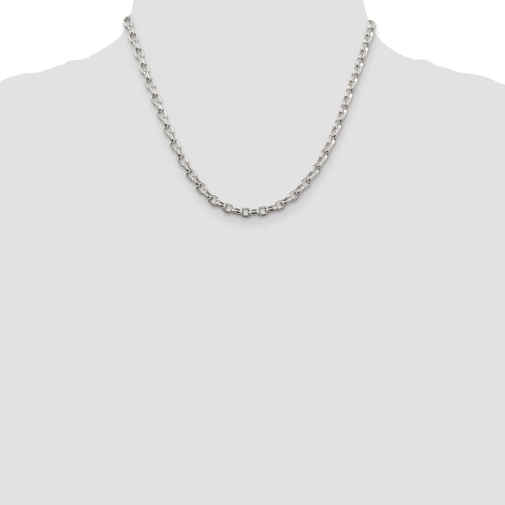 Diamond2Deal 925 Sterling Silver 4.4mm Oval Fancy Rolo Chain Necklace ...