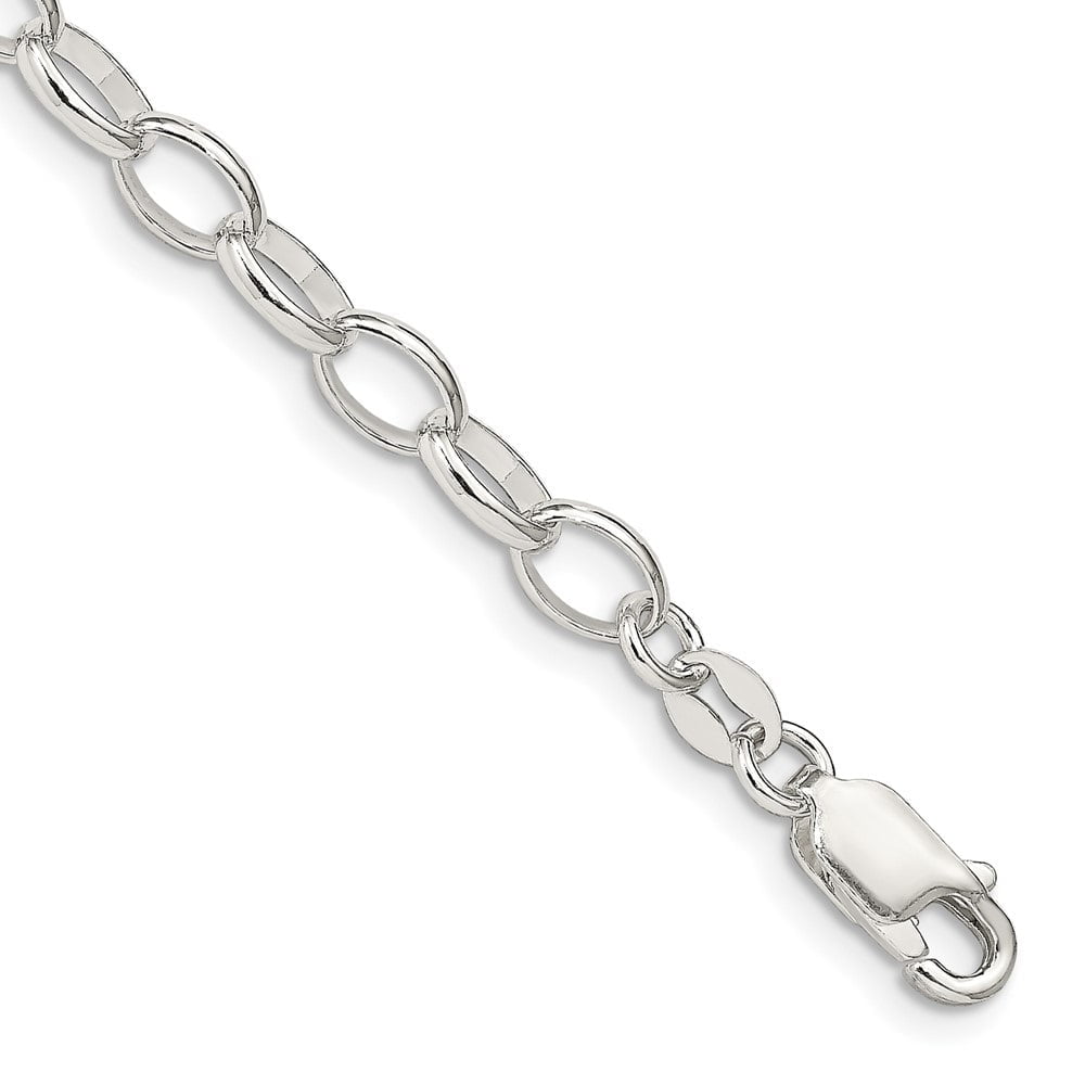 Diamond2Deal 925 Sterling Silver 5mm Fancy Rolo Chain Bracelet for Men ...
