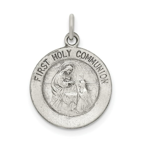 Diamond2Deal 925 Sterling Silver Antiqued First Holy Communion Medal ...