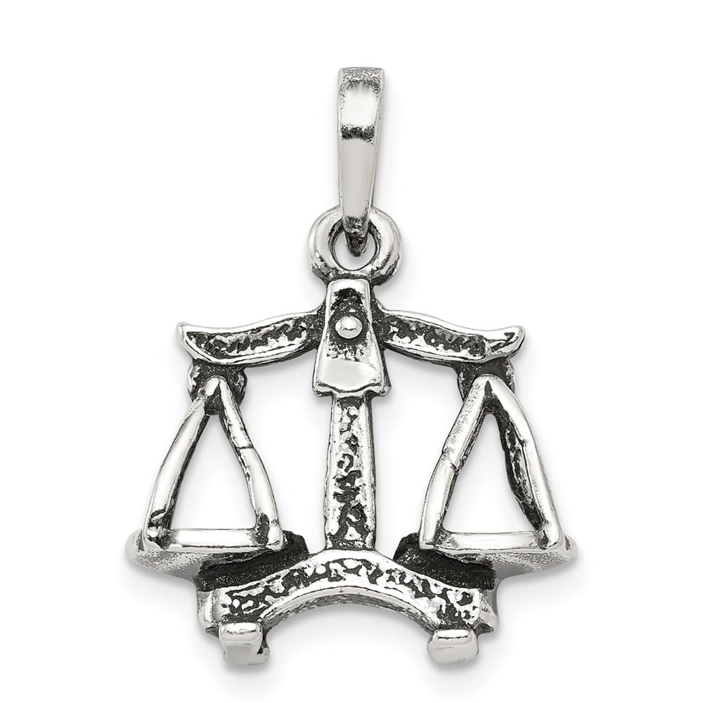 Diamond2Deal 925 Sterling Silver Antiqued Libra Zodiac Pendant for ...