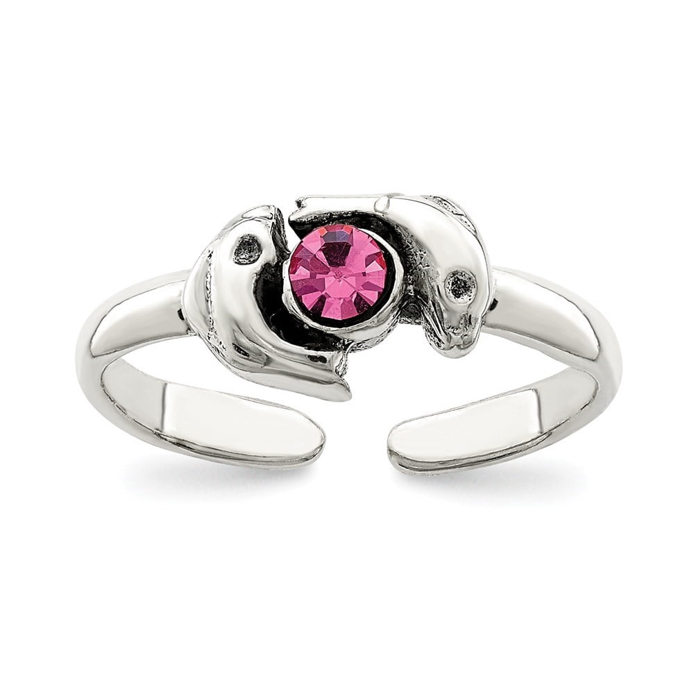 Diamond2Deal 925 Sterling Silver Antiqued Pink Cubic Zirconia Dolphin ...