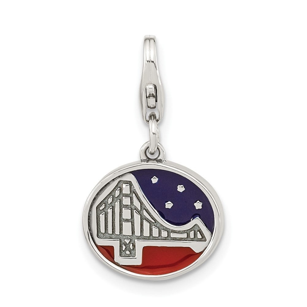 Diamond2Deal 925 Sterling Silver Enameled Reversible Golden Gate Bridge ...
