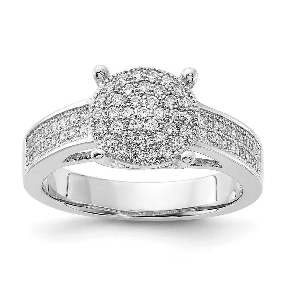 Diamond2Deal 925 Sterling Silver Polished Micro Pave, Cubic Zirconia ...