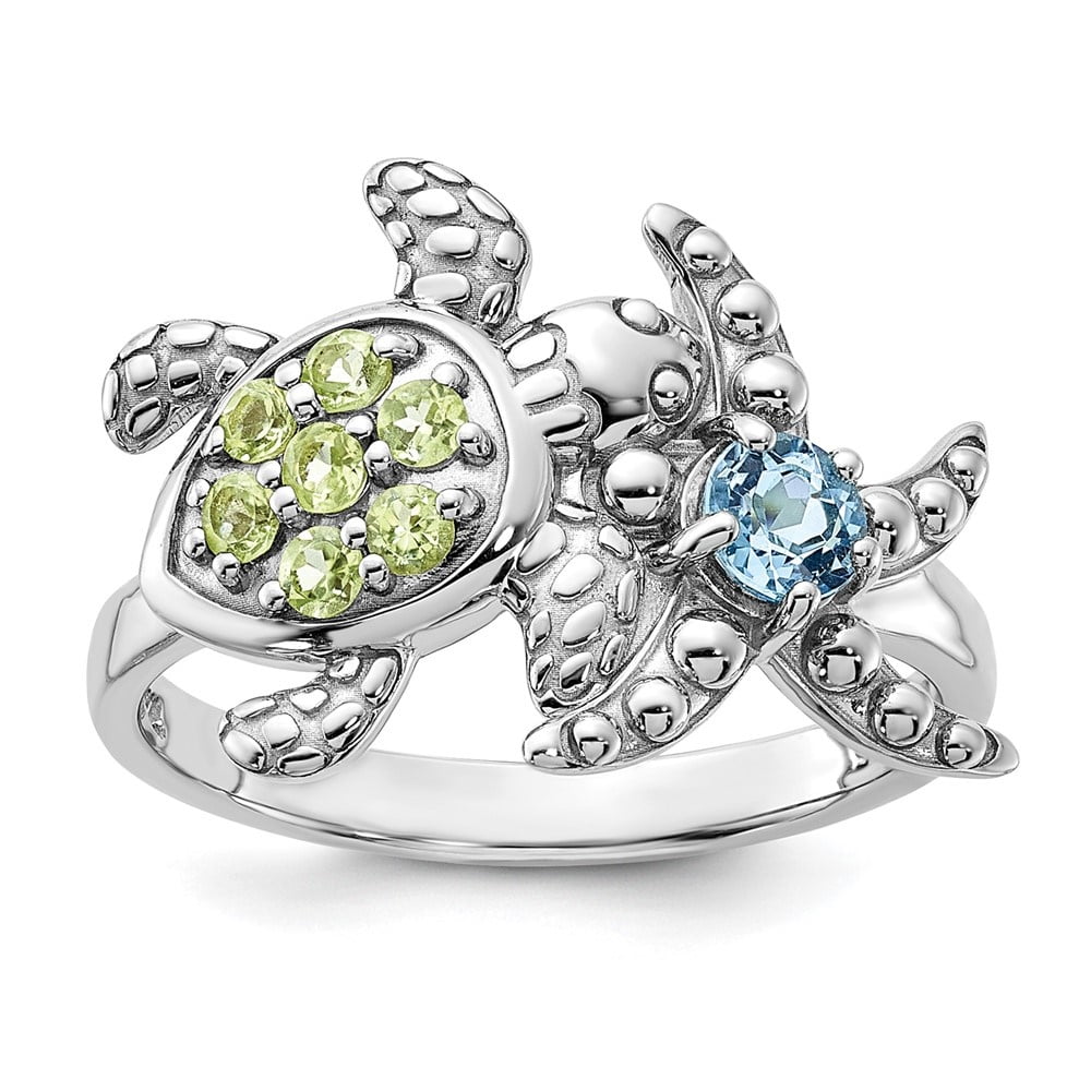 Diamond2Deal 925 Sterling Silver Rh-plated Peridot / Lt Swiss Blue ...