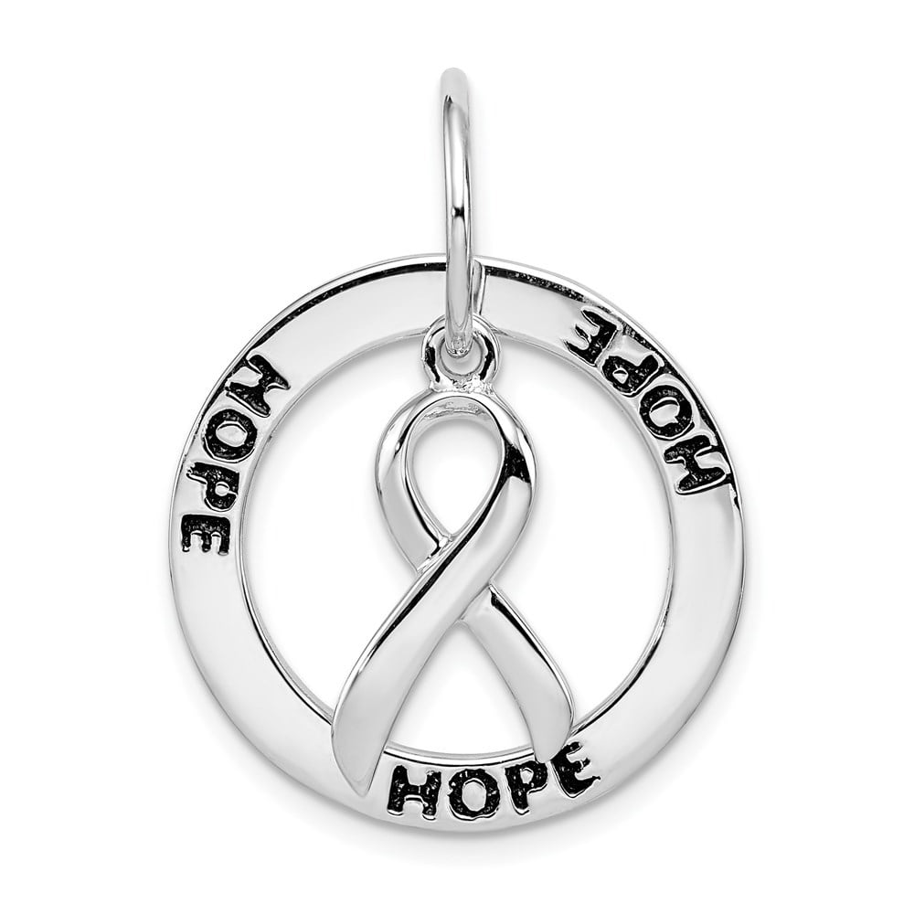 Diamond2Deal 925 Sterling Silver Rhod Plated Hope Circle & Cancer ...