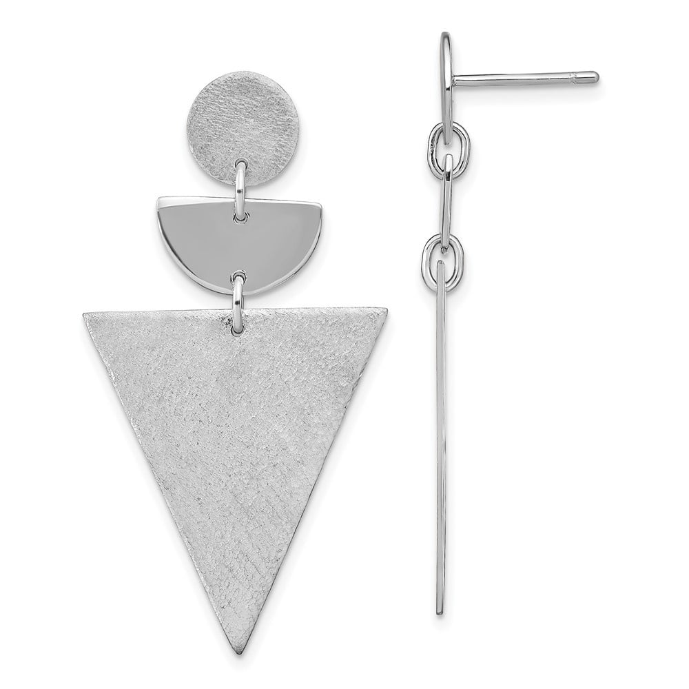 Diamond2Deal 925 Sterling Silver Rhod-plated Textured Post Dangle ...