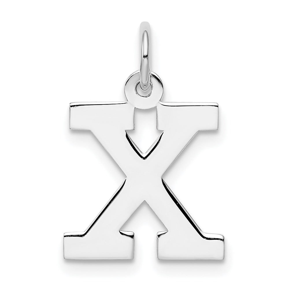 Diamond2Deal 925 Sterling Silver Rhodium-Plated Block Letter X Initial ...
