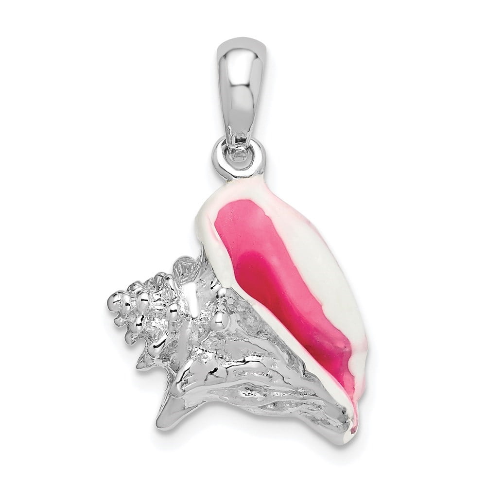 Diamond2Deal 925 Sterling Silver Rhodium-Plated Enameled Medium Conch ...